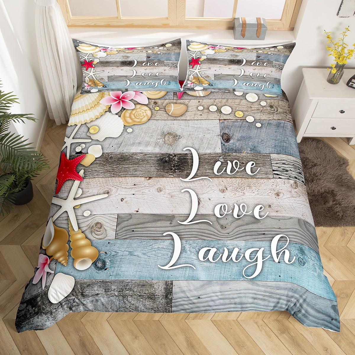 YST Tropical Beach Bedding Sets Twin Rustic Farmhouse Comforter Cover ...