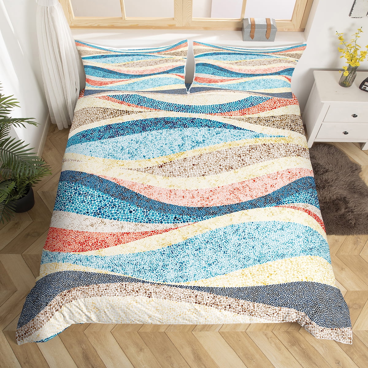 YST Tropical Beach Comforter Cover Abstract Ocean Bed Set, Marble ...