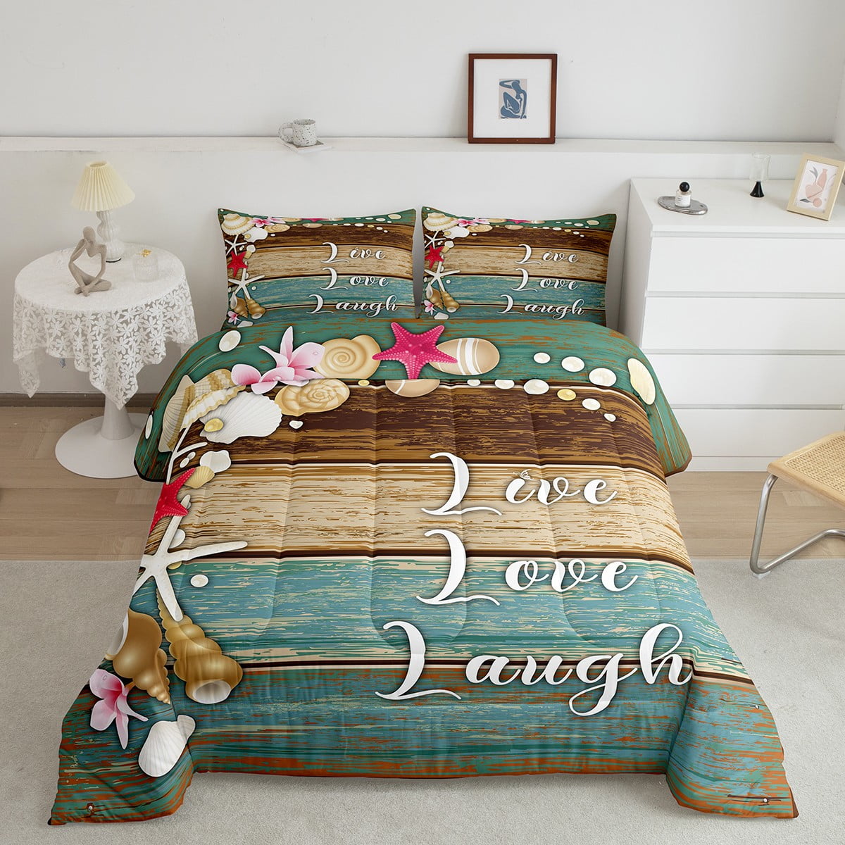 YST Tropical Beach Comforter Set Twin Rustic Farmhouse Bedding Set ...