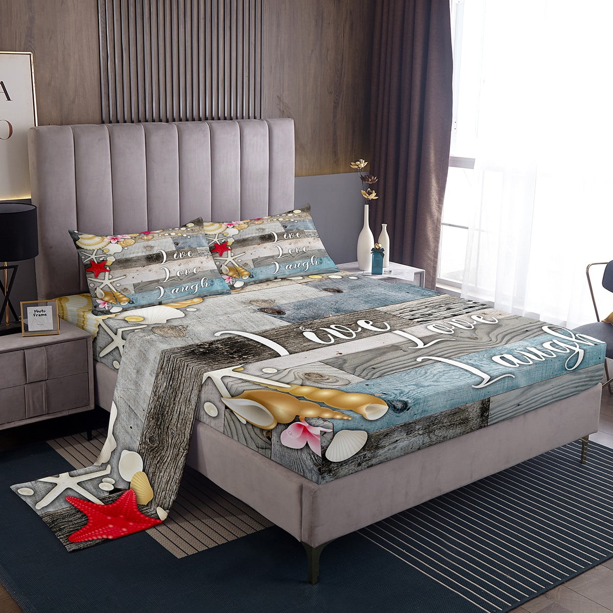 YST Tropical Beach Twin Sheet Set Rustic Farmhouse Sheets Seashell ...