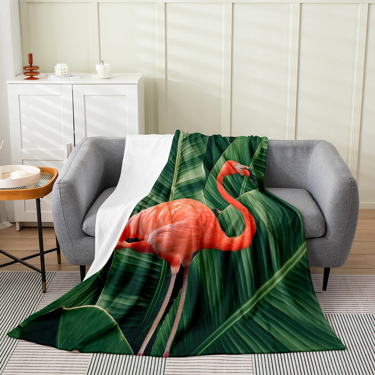 YST Tropical Flamingo Throw Blanket Kids Jungle Palm Tree Fleece ...
