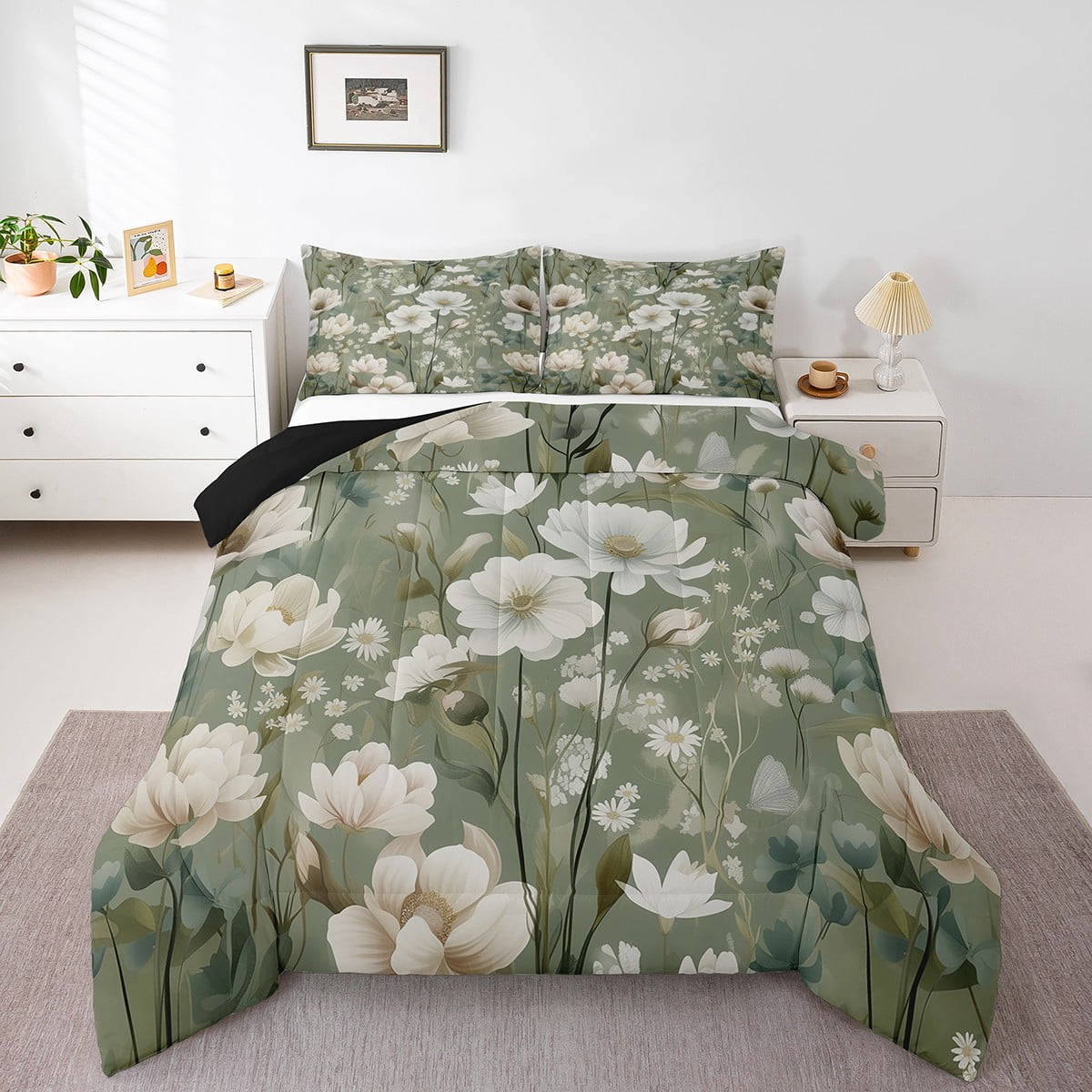 YST Tropical Floral Bedding Full Size Daisy Blossoms Comforter Set ...