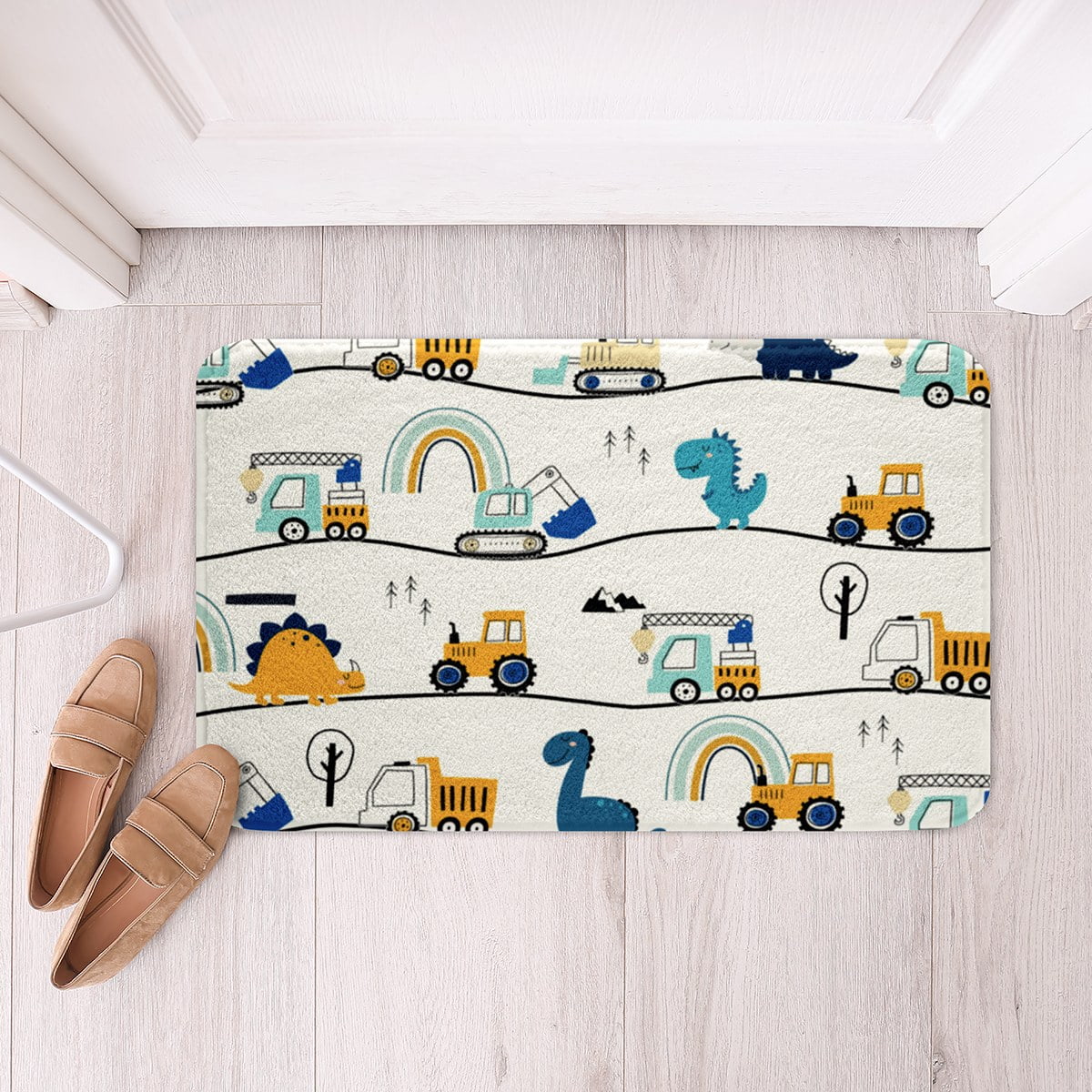 Erosebridal Truck Bathroom Rugs Cute Dinosaur Rainbow Bath Rugs Kids ...