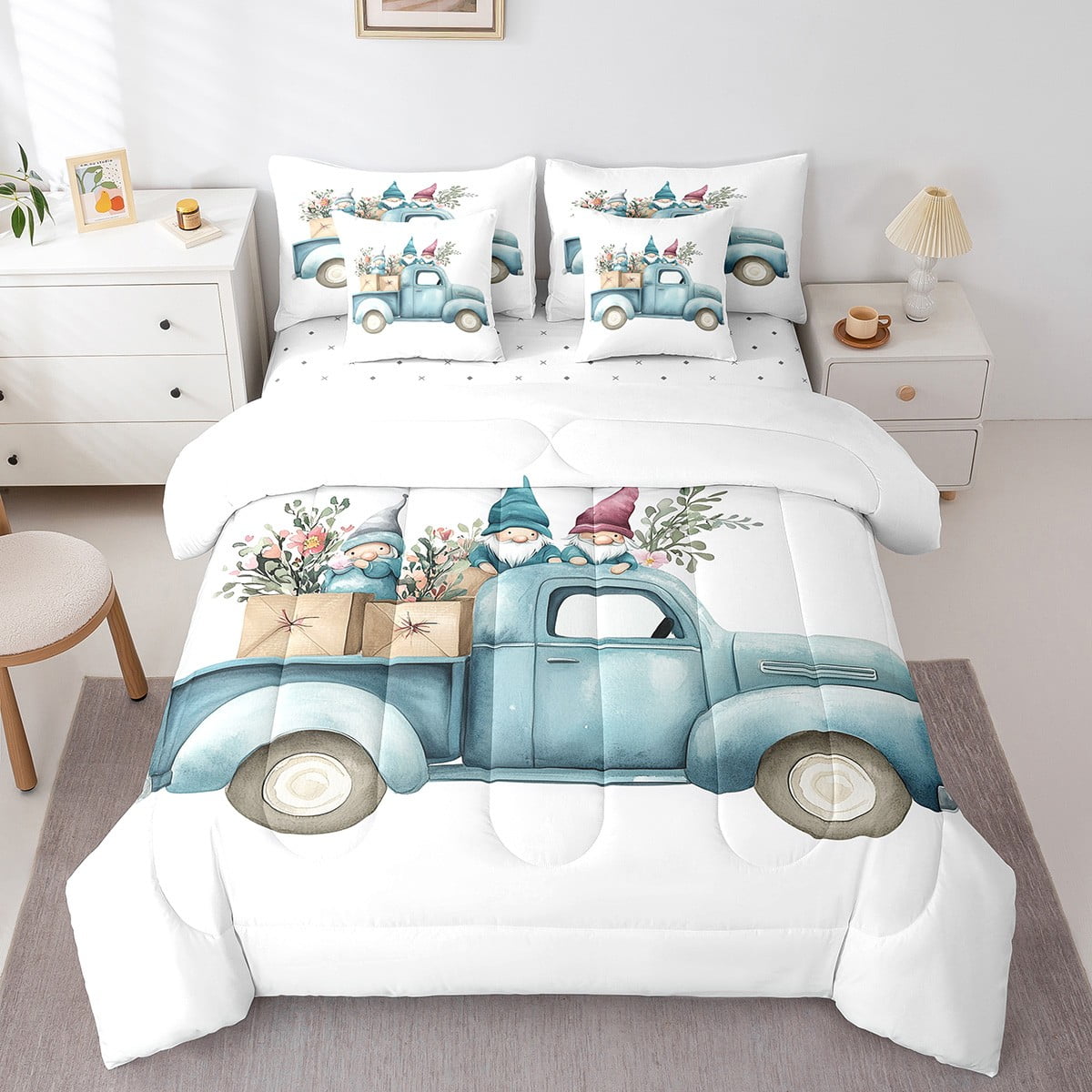 Erosebridal Turquoise Truck 7 Piece Comforter Set Full Bed in a Bag ...