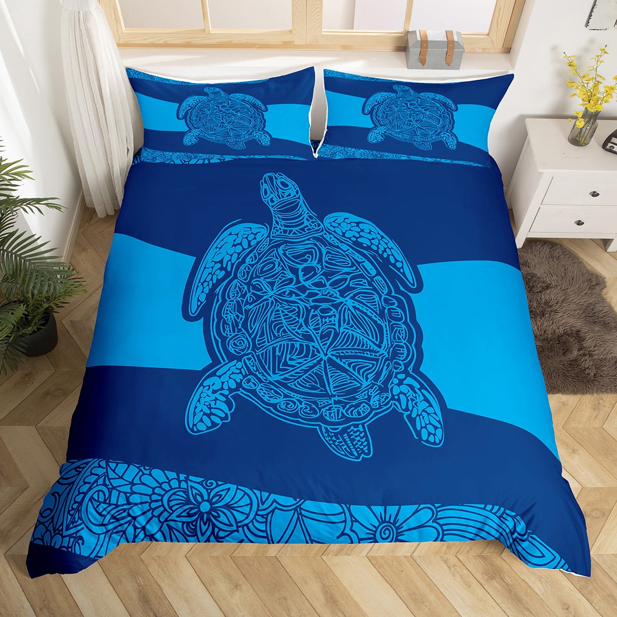 Erosebridal Turtle Bedding Set Sandfree Beach Comforter Cover King ...