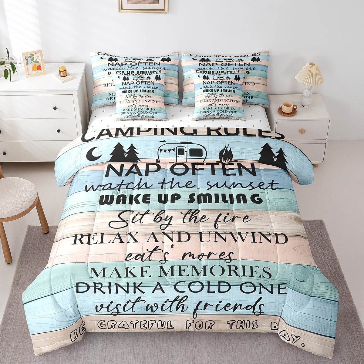 Erosebridal Twin Comforter Set - 7 Pieces Rustic Camping Bedding Sets ...