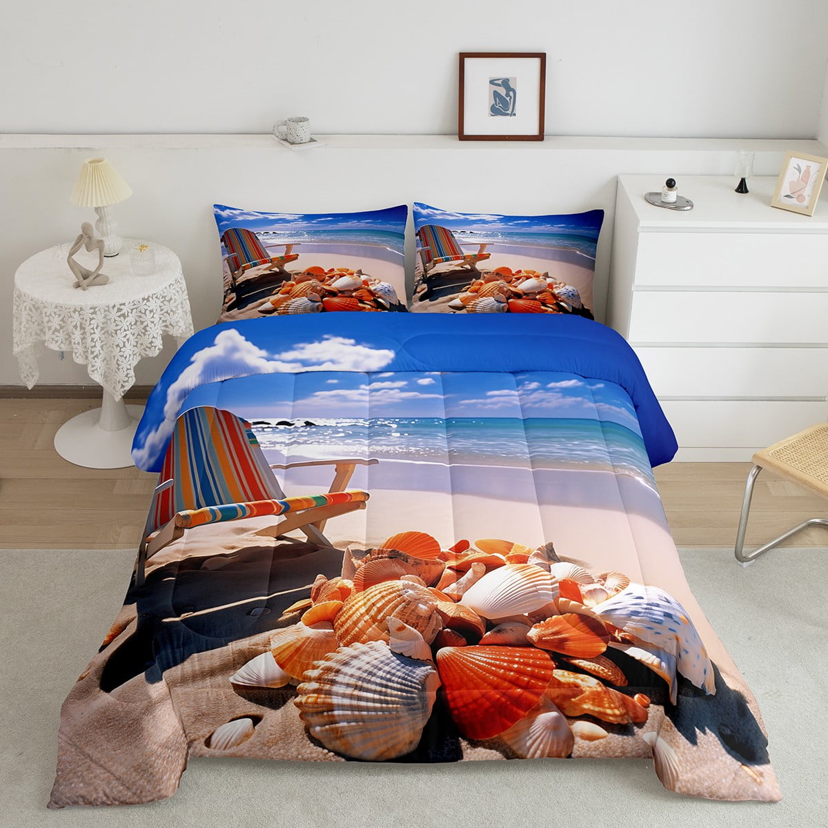 Twin Comforter Set Beach Themed Bedding Tropical Ocean Comforter ...