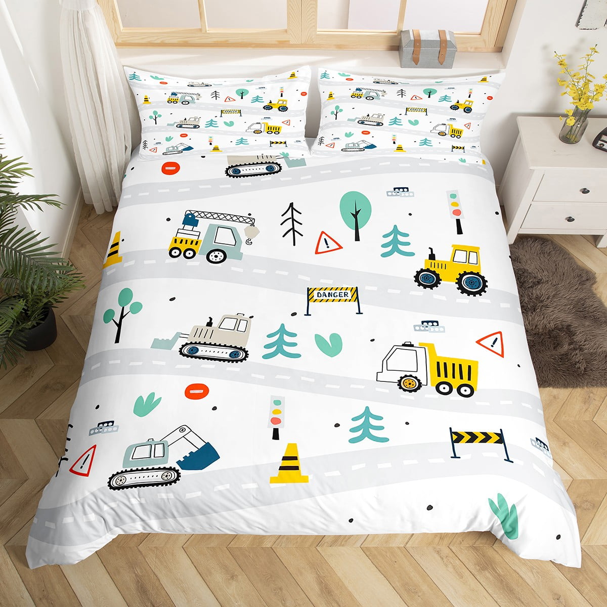 Erosebridal Twin Construction Bedding Set Tractor Duvet Cover Truck ...