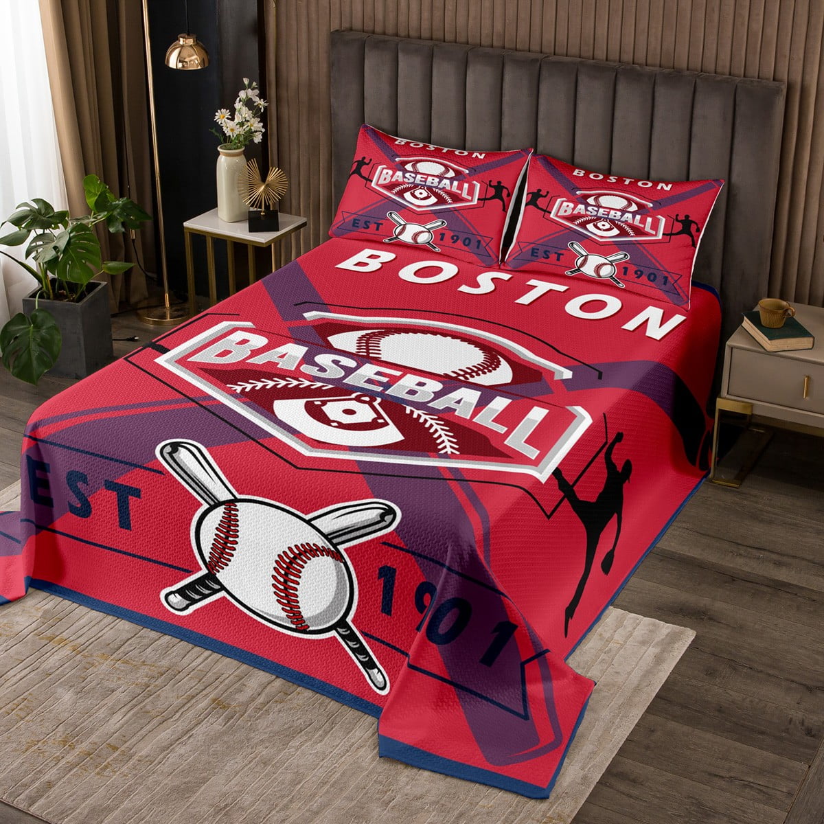 YST Twin Coverlet Set for Kids Boys Girls,Baseball Lovers Quilt Set ...