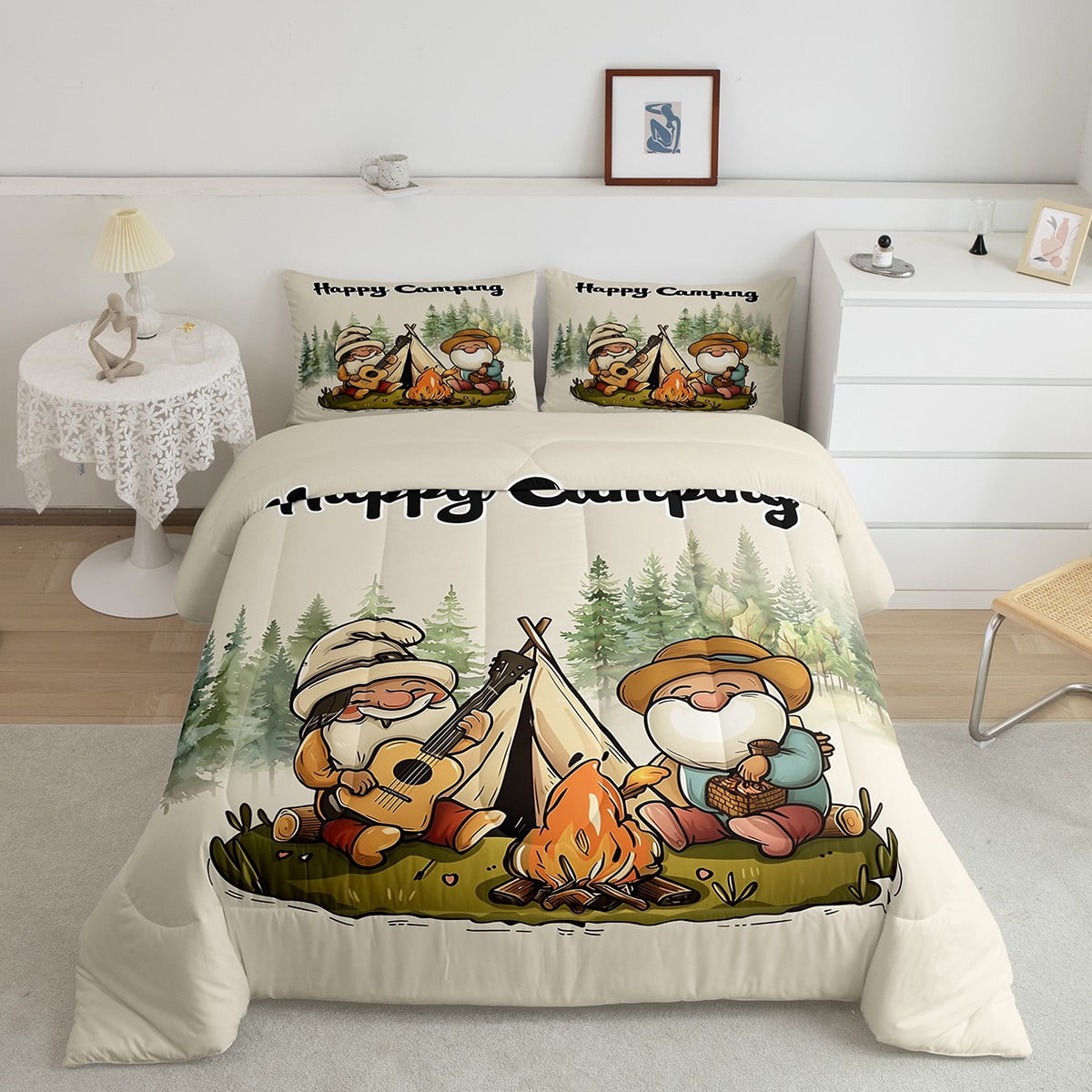 Twin Happy Camping Comforter Set for Travel Trailers,Rustic Camper ...