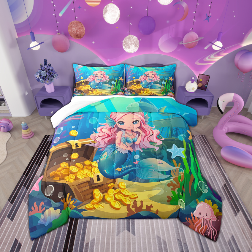 Erosebridal Twin Mermaid Bed Set,Kawaii Mermaid Princess Comforter Set ...