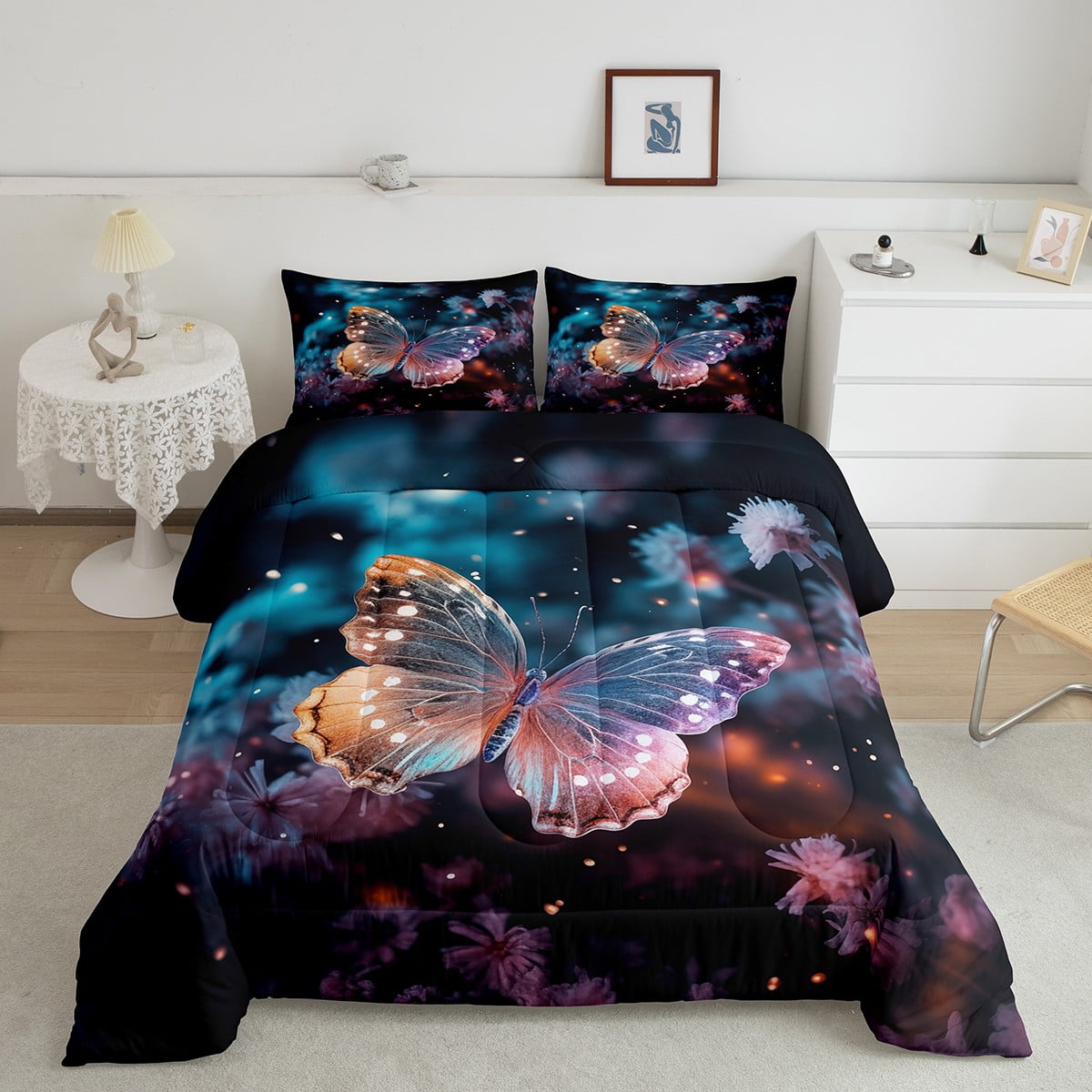 Erosebridal Twin Size Butterfly Comforter Set 3D Dreamy Butterfly ...