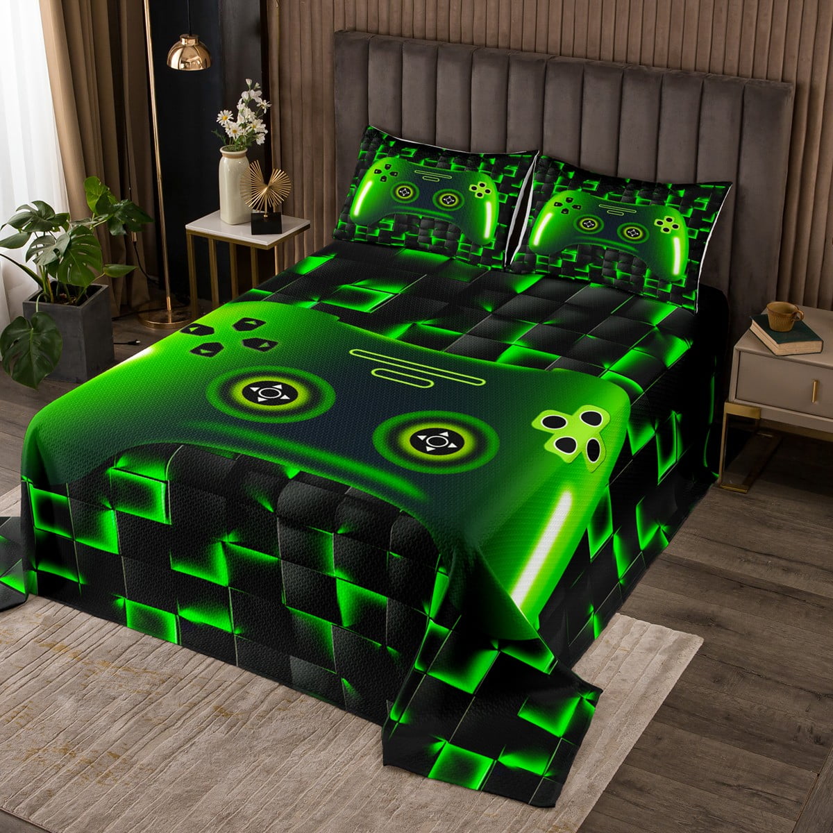 YST Twin Size Game Console Quilt Set For Boys Girls Kids Gamer Coverlet ...