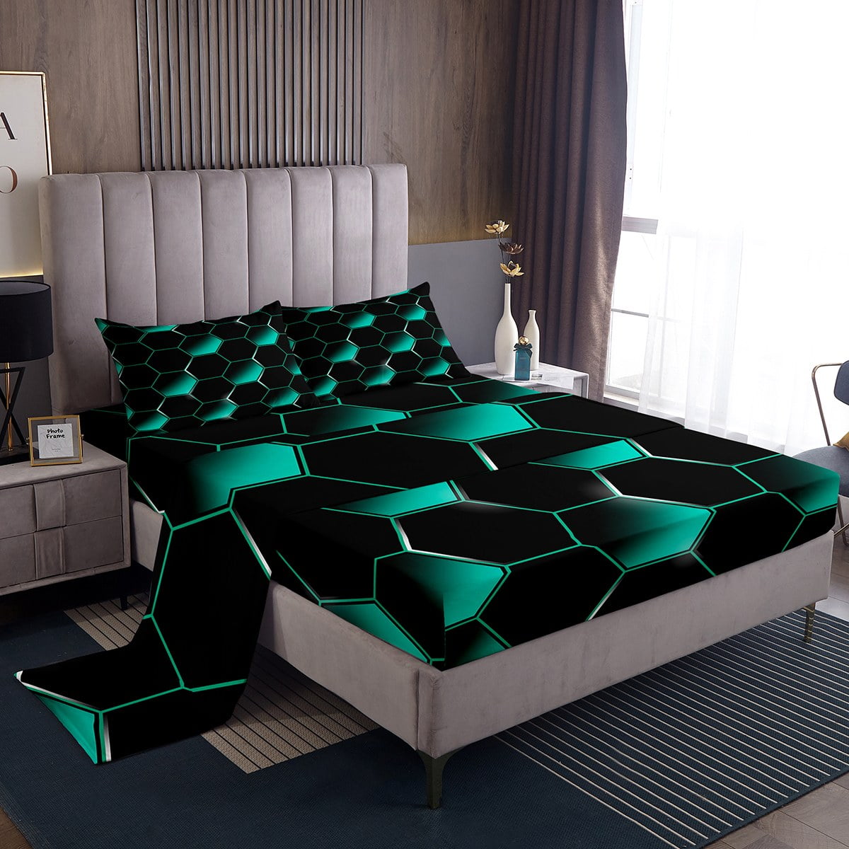 Twin Size Sheets Geometry Honeycomb Sheet Set Beehive Geometric Bed ...
