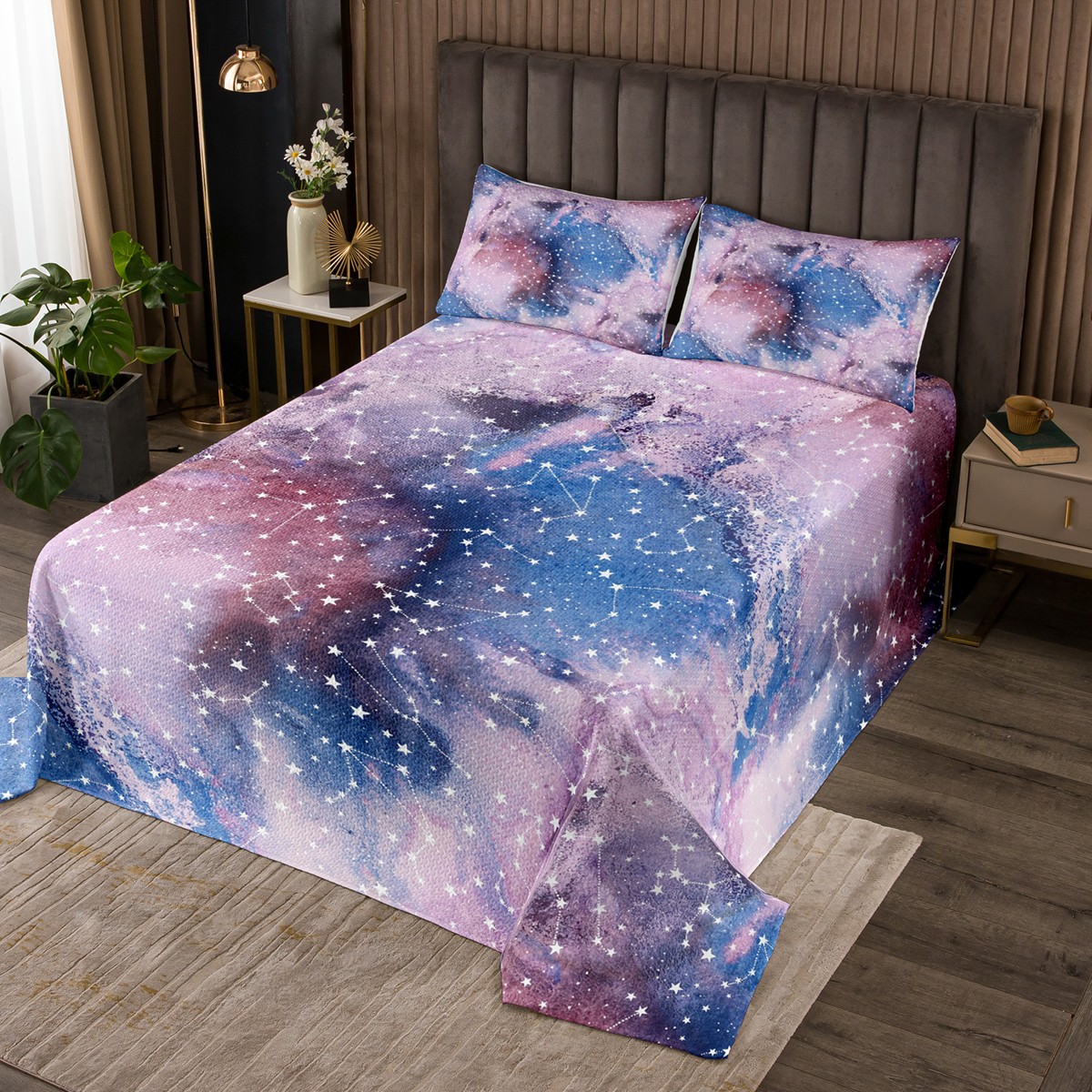 YST Twin Size Tie Dye Constellation Coverlet Set Watercolor Purple ...
