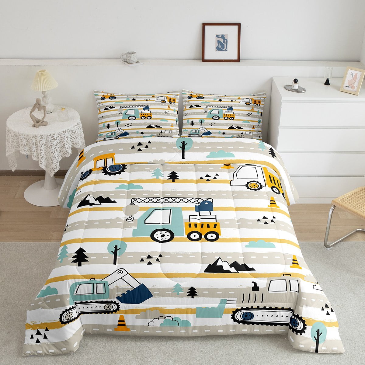 Erosebridal Twin Truck Comforter Set Construction Vehicle Bedding Set ...