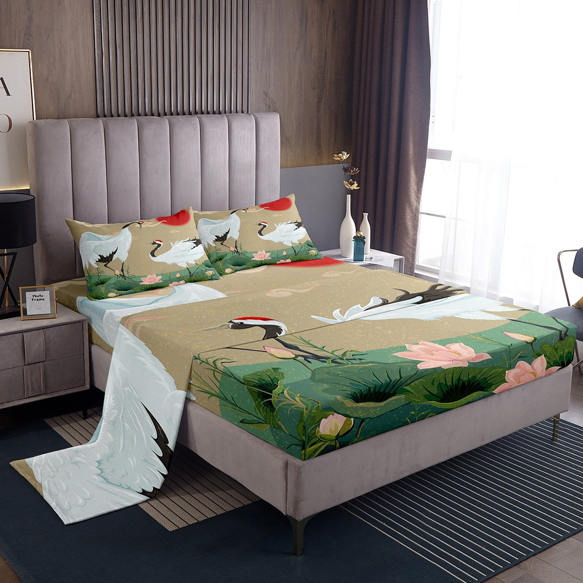 YST Ukiyo-E Twin Sheet Set Exotic Oriental Sheets, Japanese Style Bed ...
