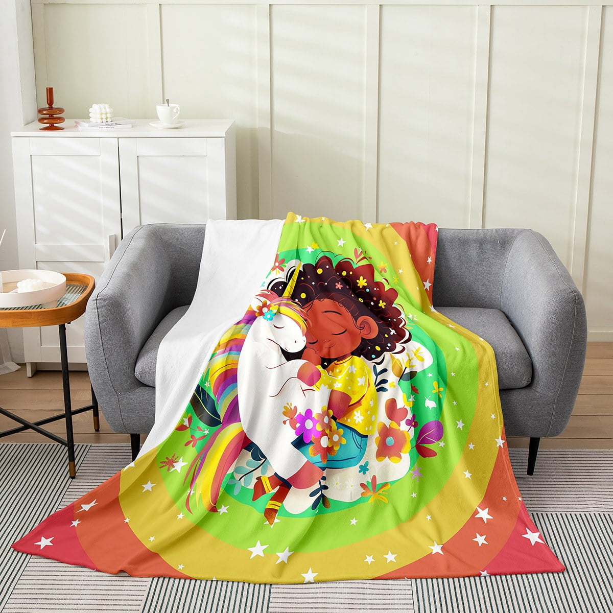Unicorn Fleece Blanket African Black Throw Blanket Throw 50x60 Inch ...