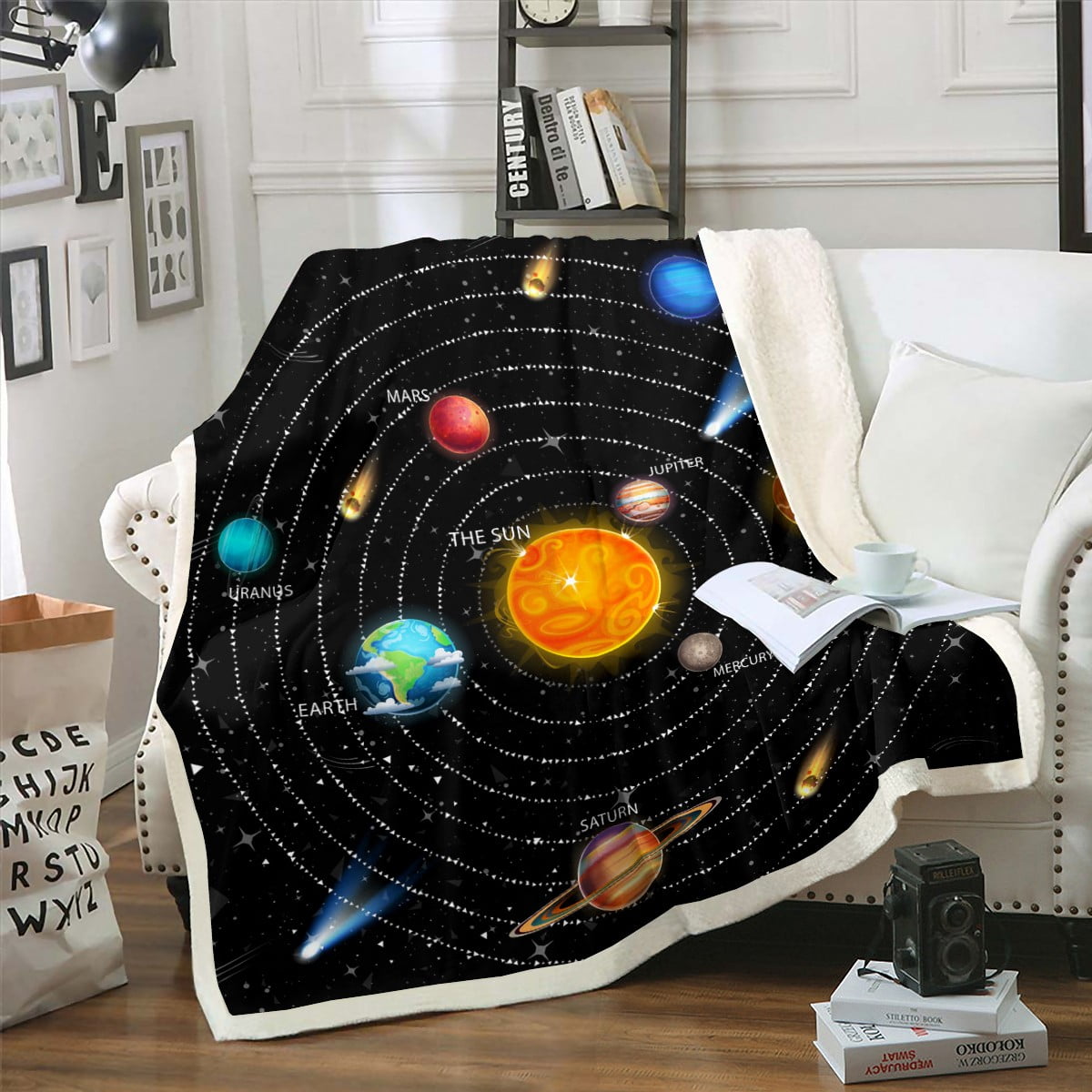 Universe Themed Decor Blanket Outer Space Throw Blanket, Solar System ...