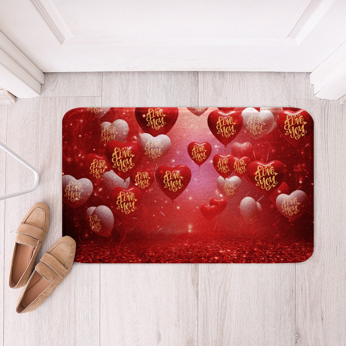 Erosebridal Valentines Day Bath Rugs Red Gold Balloons Love Heart ...