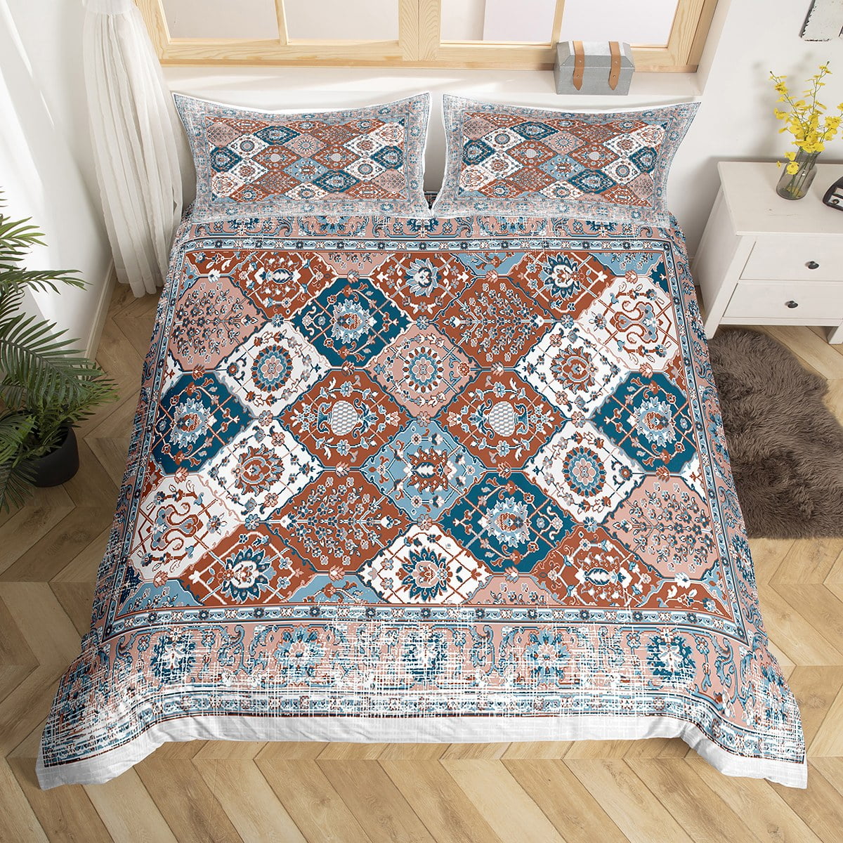 YST Vintage Bedding Sets Full Abstract Floral Comforter Cover Persian ...