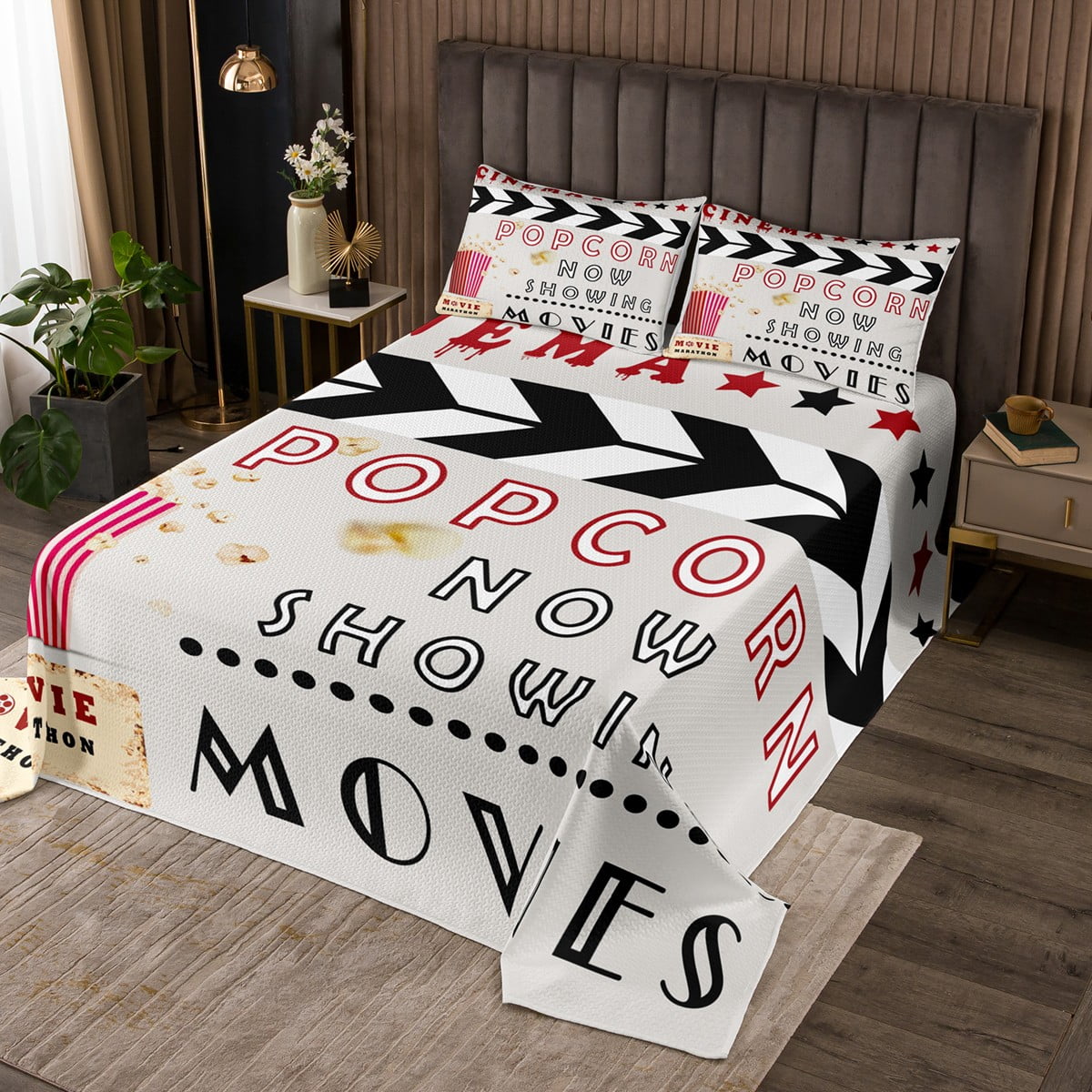 YST Vintage Cinema Style Bedspread Home Theater Decor Quilt Set Movie ...