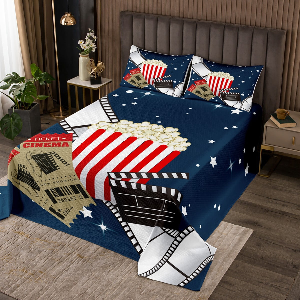 YST Vintage Cinema Style Quilt Set for Family Boys Girls Movie Theme ...