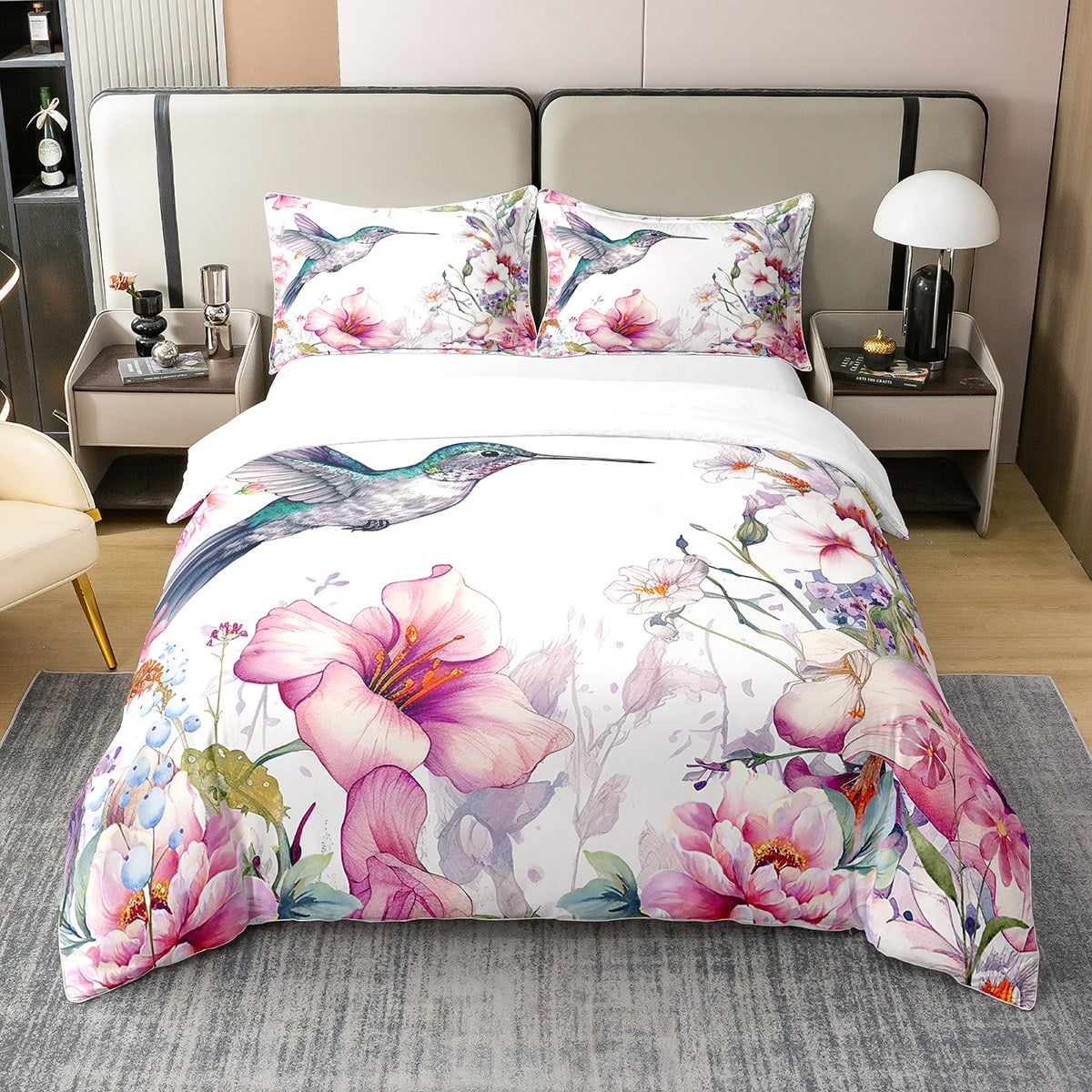 Erosebridal Vintage Floral 100% Cotton Bedding Set Twin,Hummingbird ...