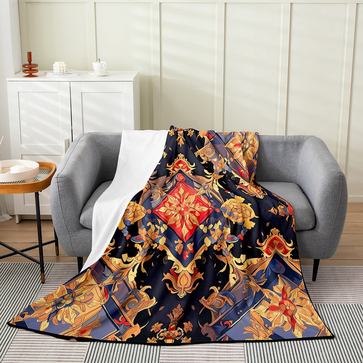 YST Vintage Flower Throw Blanket Queen 90x90 inch Bohemian Tribal ...