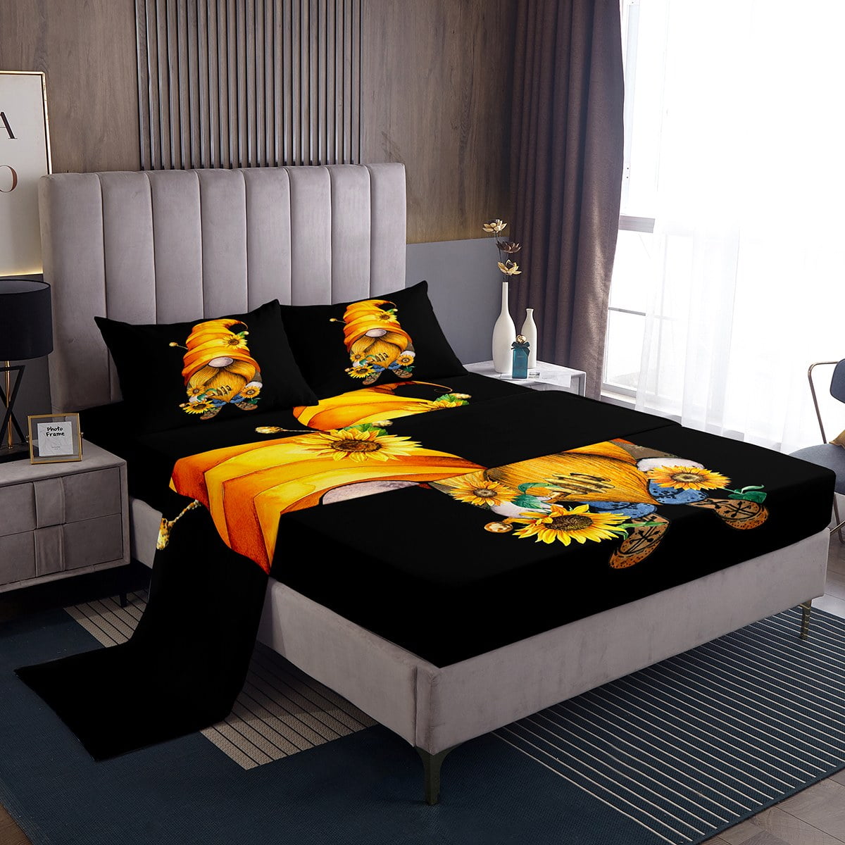 Erosebridal Vintage Gnomes Bed Sheets Set,Sunflower Sheet Set,Farmhouse ...