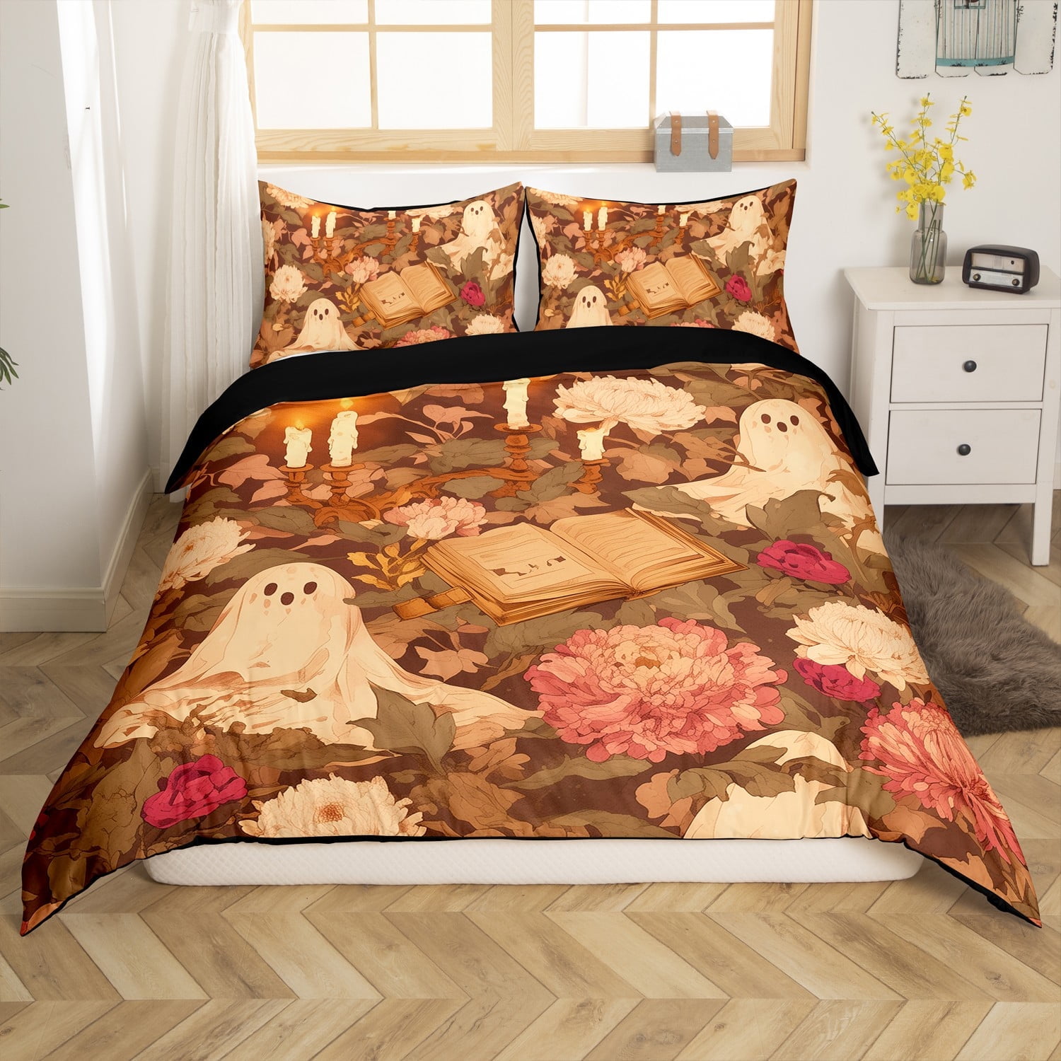 Erosebridal Vintage Halloween Duvet Cover King Magical Book Spooky ...