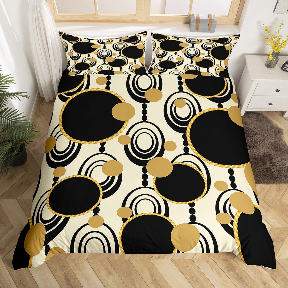 YST Vintage Old Fashion Bedding Sets Twin Black Brown Beige Comforter ...