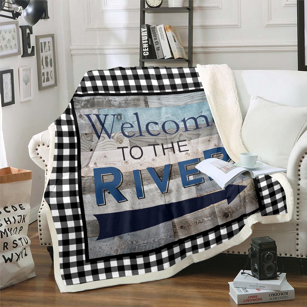 YST Vintage Rustic Sherpa Blanket for Kids Teens Adults Farmhouse Lodge ...