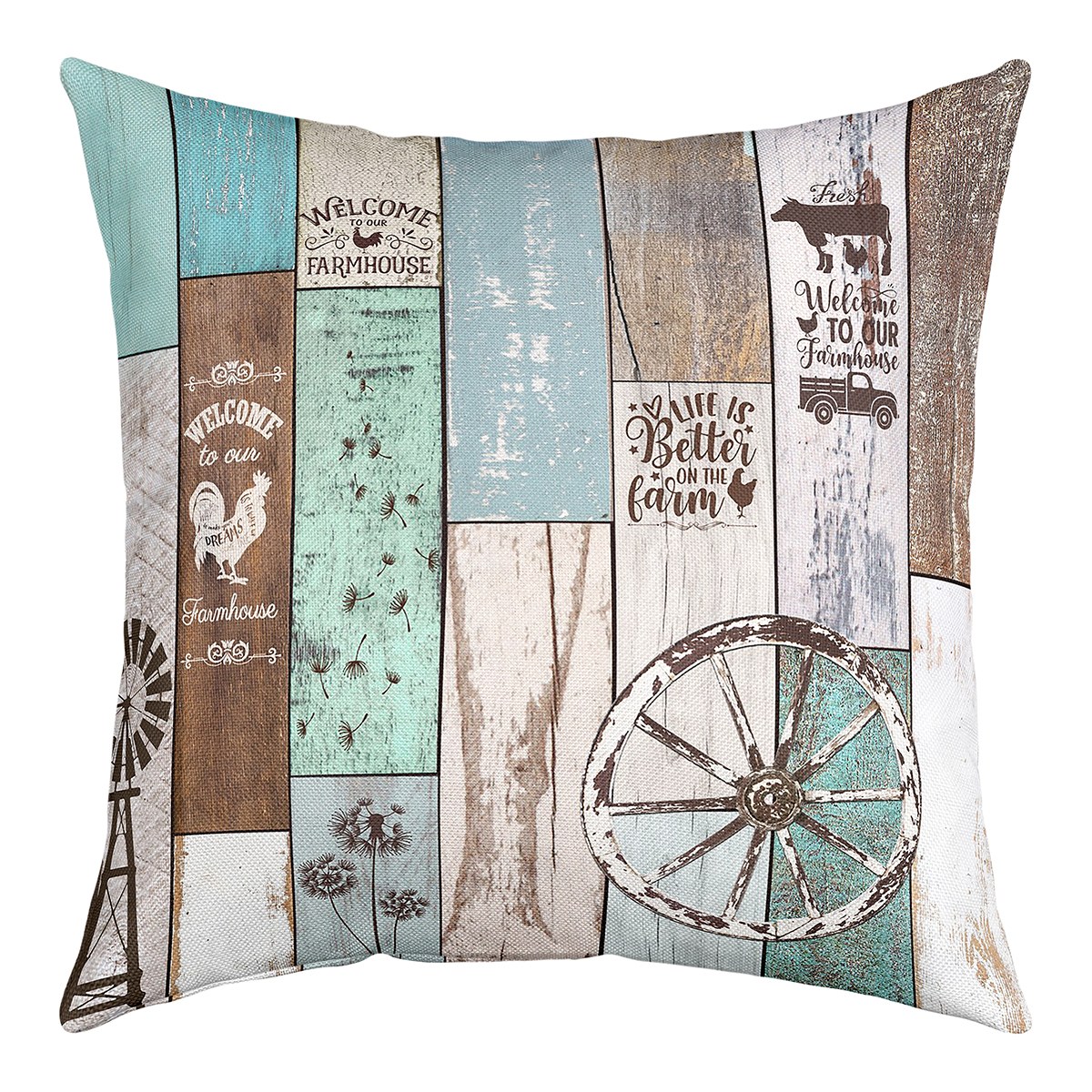 YST Vintage Windmill Cushion Cover 22x22 inch,Farmhouse Rustic Wheel ...