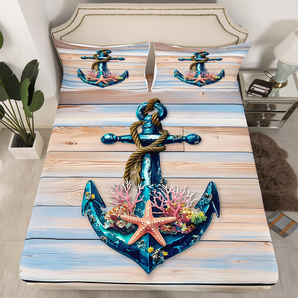 YST Vintage Wooden Barn Plank Fitted Sheet for Men Women,Romantic ...