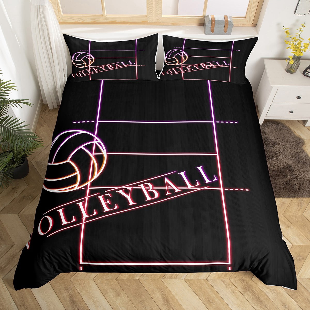 YST Volleyball Duvet Cover Queen Sport Bedding Set for Boys Room ...