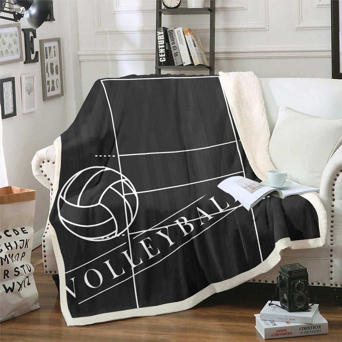Volleyball Print Blanket Ball Game Throw Blanket for Bed, Sport Themed ...
