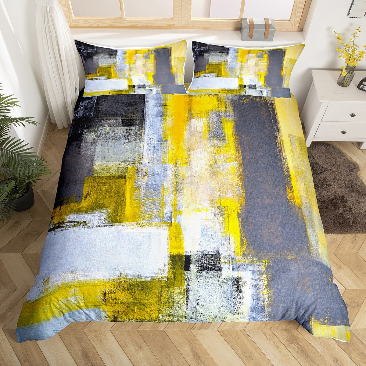 YST Watercolor Bedding Sets King Gray Tie Dye Comforter Cover, Abstract ...