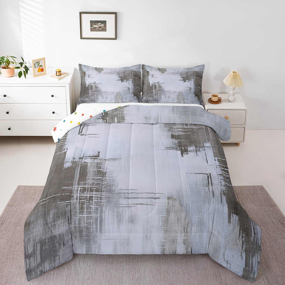 YST Watercolor Comforter Set Full Size,Modern Abstract Bedding Set for ...