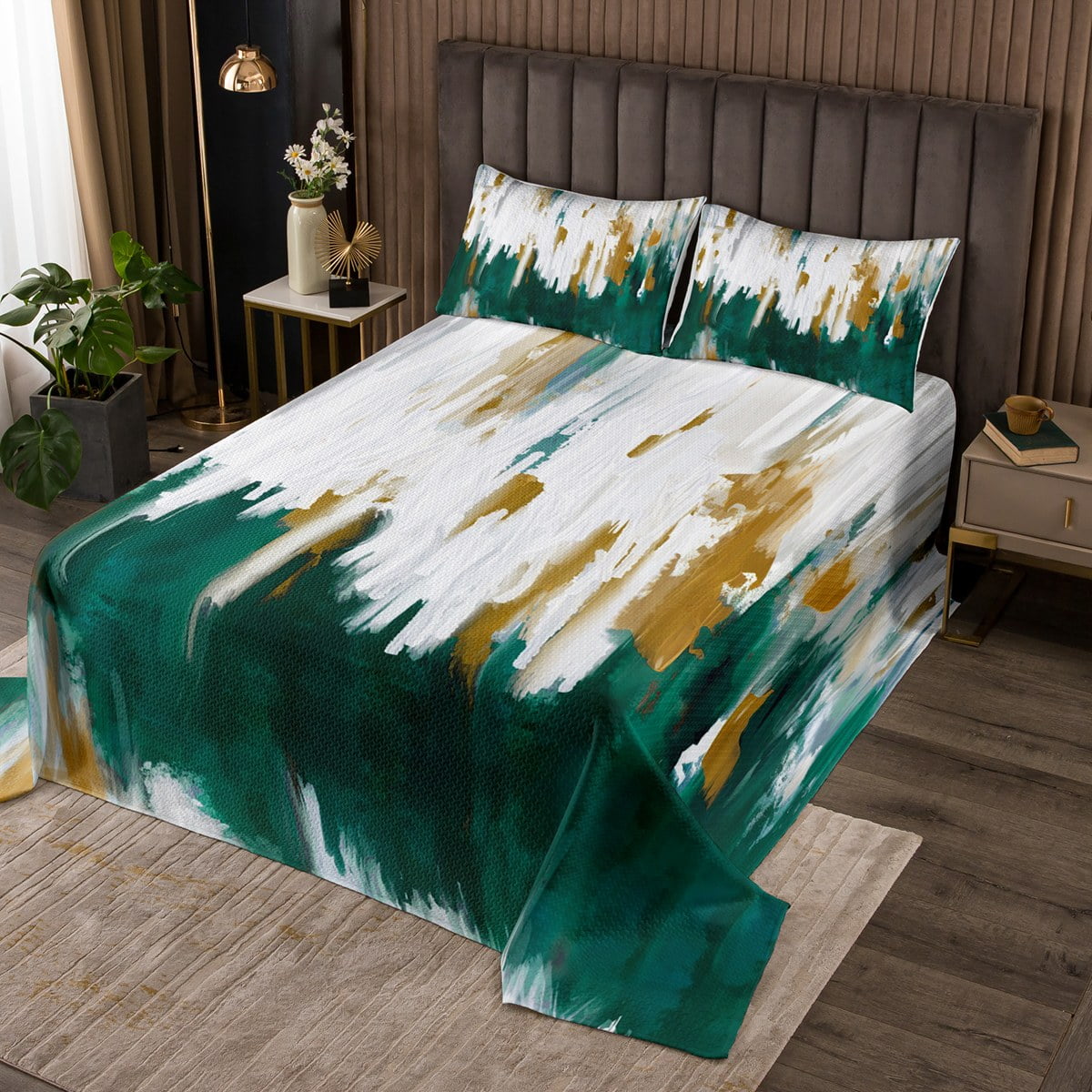 Erosebridal Watercolor Graffiti Coverlet Twin Size Turqoise Green ...