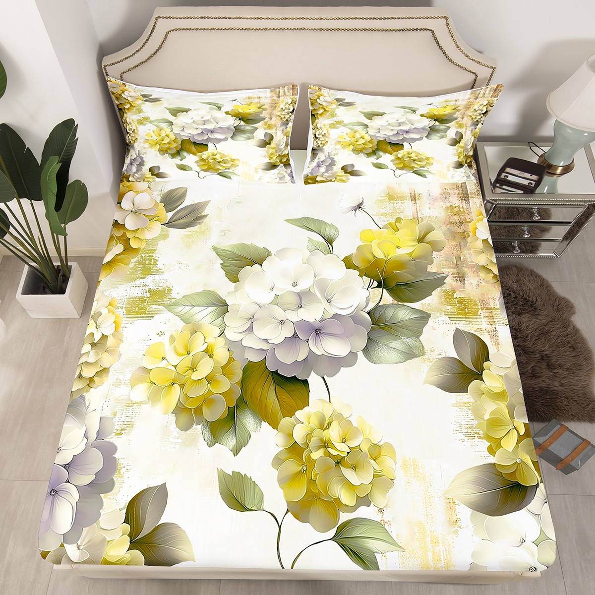 YST Watercolor Hydrangea Bedding Twin Size Chic Flower Floral Bed ...