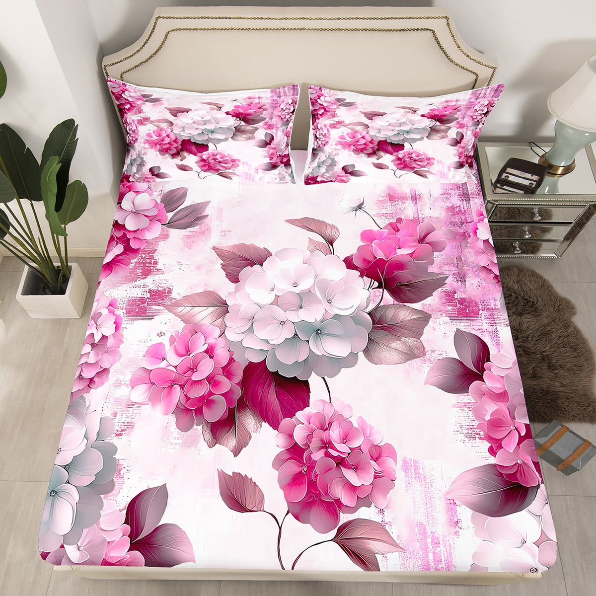 YST Watercolor Hydrangea Bedding Twin Size Chic Flower Floral Bed ...