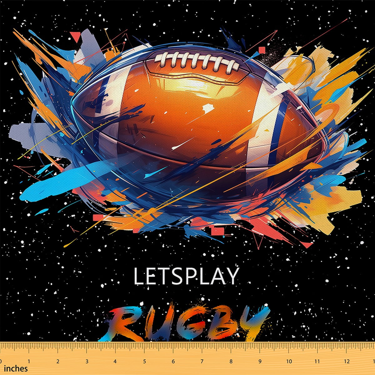 Watercolor Rugby Fabric By The Yard,Retro Ball Game Upholstery Fabric ...