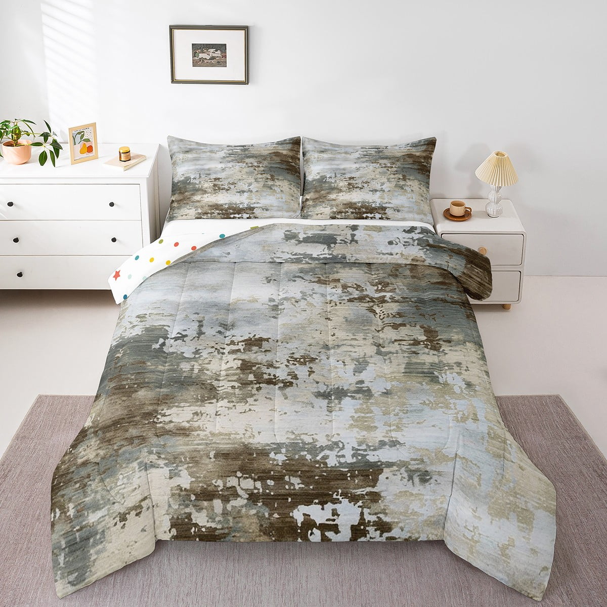 Erosebridal Watercolor Tie Dye Comforter Set,Modern Abstract Bedding ...