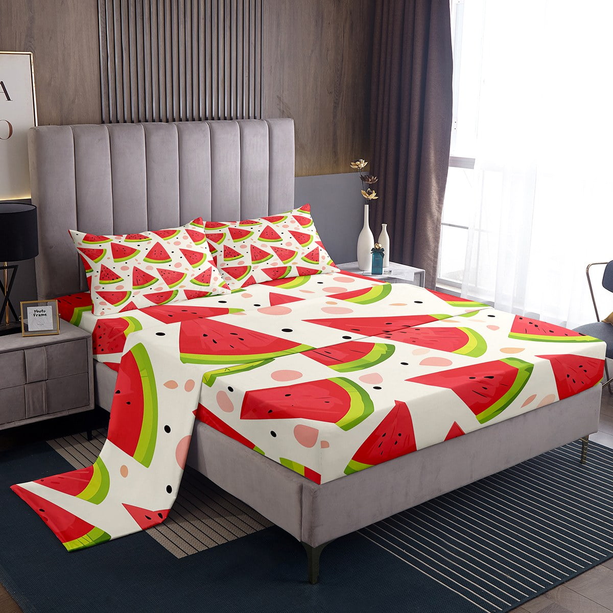 YST Watermelon Bed Sheets Set Tropical Fruit Twin Size Sheet Sets Polka ...