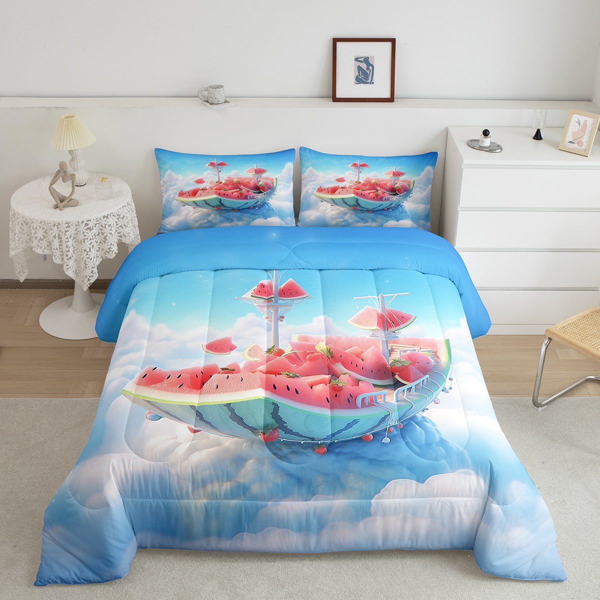 YST Watermelon Bedding 3D Cartoon Watermelon Comforter Set King Size ...