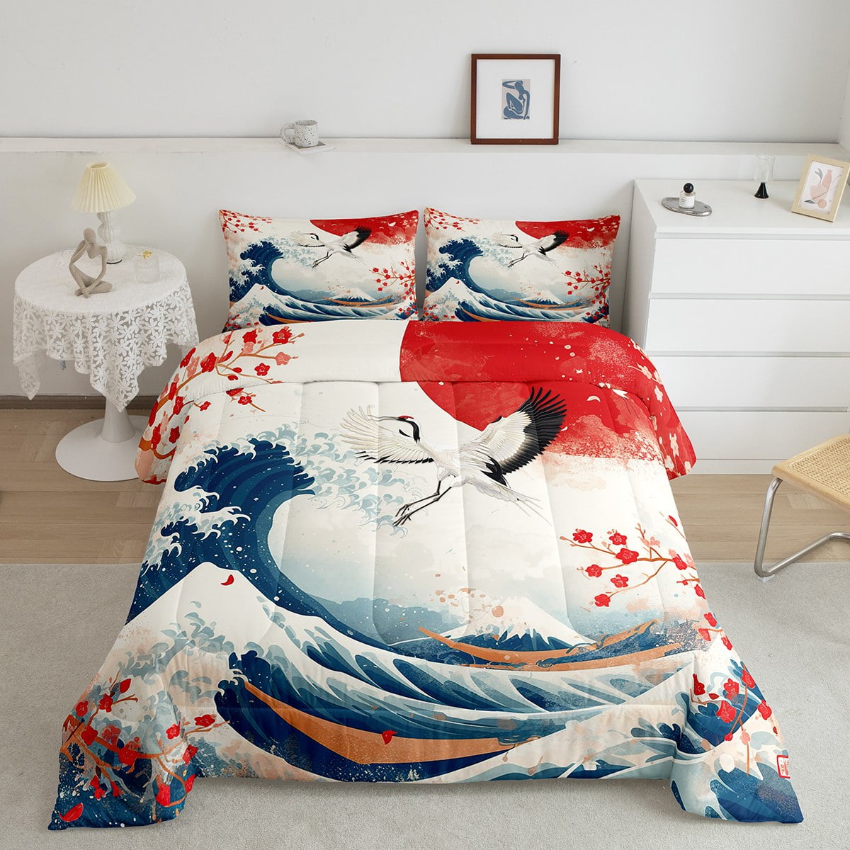 YST Waves Pattern Bedding King Size for Kids Boys Bedroom,Japanese ...