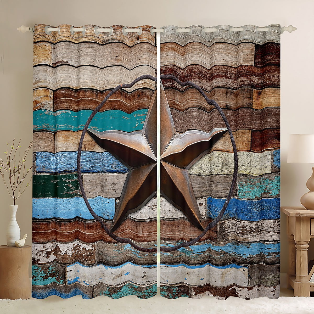 West Texas Star 30%-50% Blackout Curtains,Rustic Barn Star Curtains ...