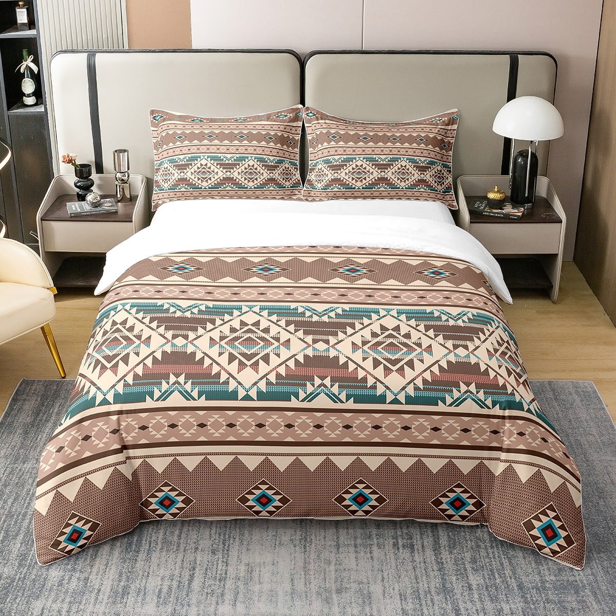 Western 100 Percent Cotton Duvet Cover King,Aztec Bedding Set,Exotic ...