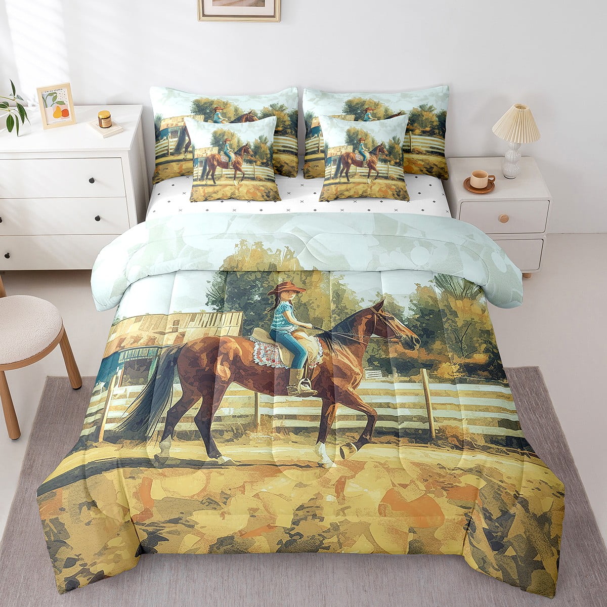 YST Western 7 Pcs Comforter Set Twin,Rustic Farmhouse Cowboy Bed in a ...